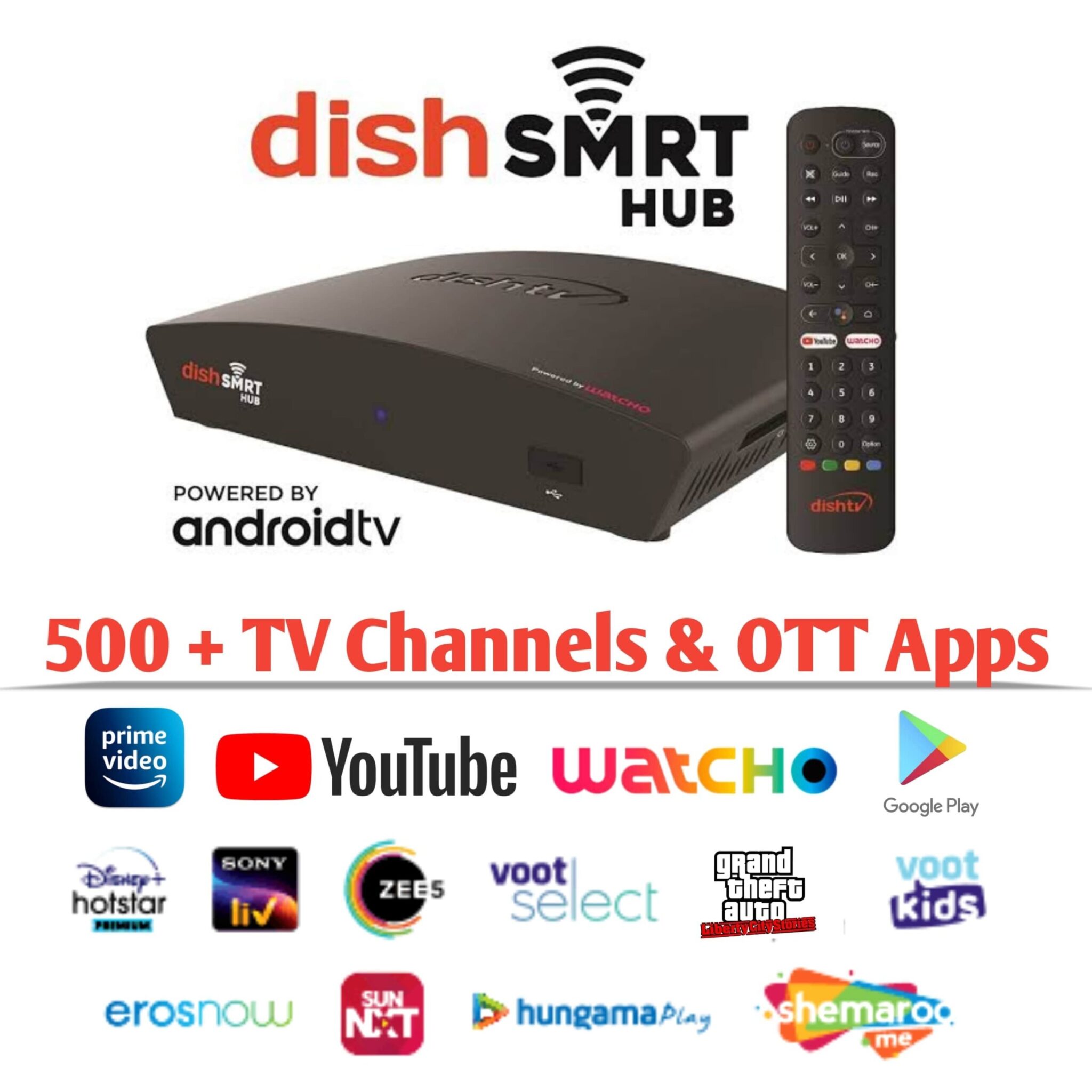 Dish Smrt Hub Set Top Box with TV+OTT Apps Buy online at Best Price - deepakstorehub.in